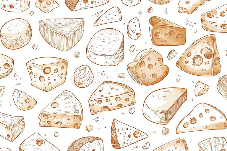 Delightful Cheese Pattern Featuring Various Cheese Types and Textures ...