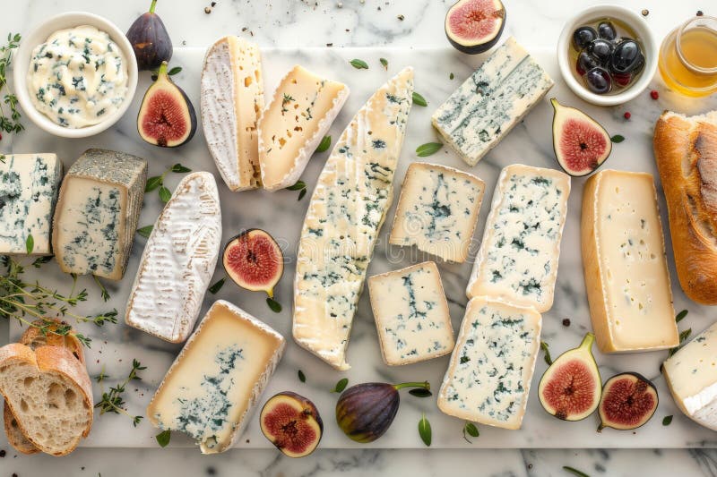 A Delightful Cheese Platter Featuring Assorted Varieties with Figs and ...