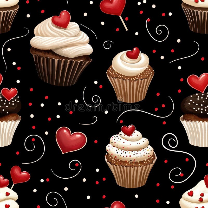 Delightful Chocolate Cupcakes with Hearts on Black Create Whimsical ...