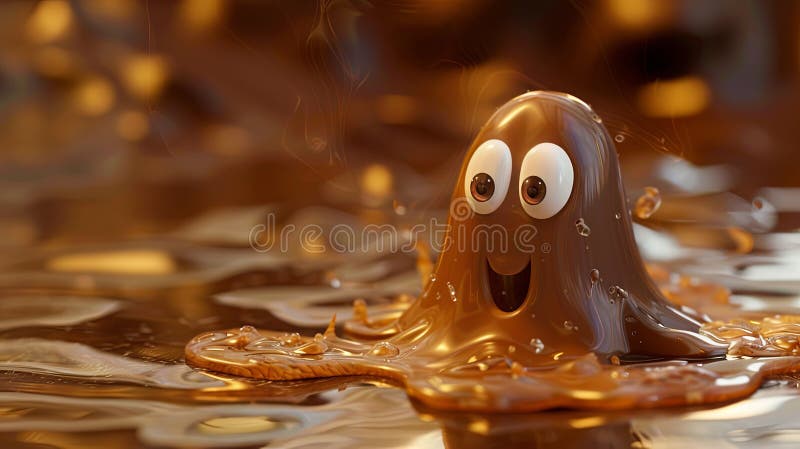 Delightful Chocolate Ghost on Charming Romantic Backdrop. 3D Render AI ...