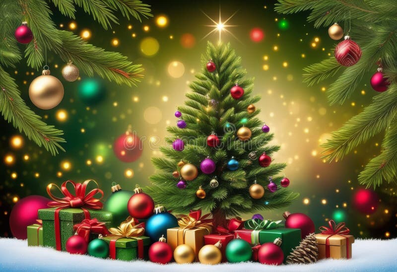 A Delightful Christmas Scene Stock Illustration - Illustration of ...