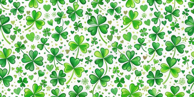 Delightful Clover and Heart Pattern Design Featuring Detailed Leaf ...