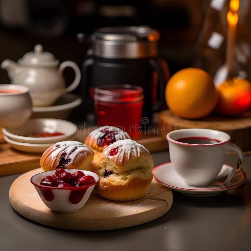 Delightful Coffee Break: a Symphony of Coffee and Pastries Stock ...