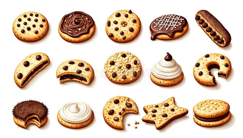 Assorted Cookie Collage with Various Designs Stock Illustration ...