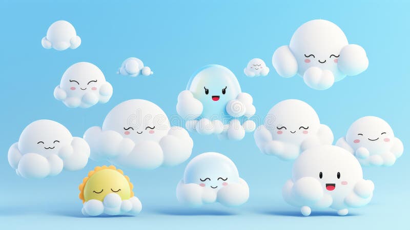 Delightful Collection of Whimsical Characters Like Talking Clouds Showcasing Playful Thoughts ...