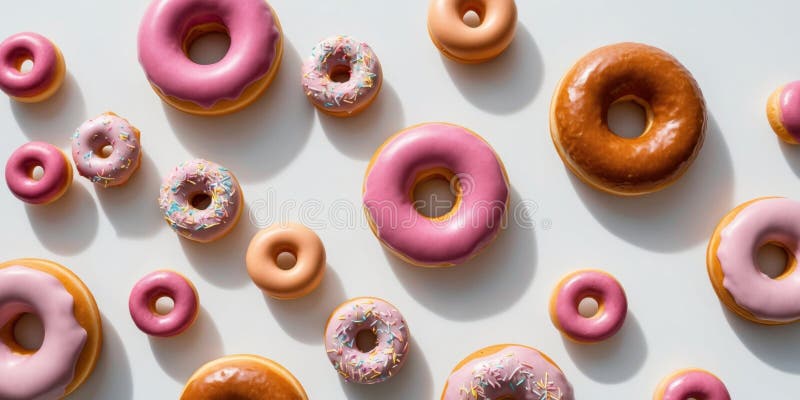Delightful Colorful Pastel Donuts Arranged on a Cheerful Pink ...