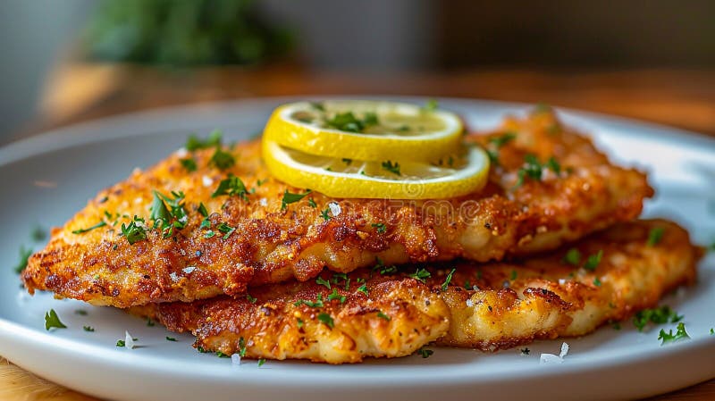 Delightful Crispy Schnitzel Ready To Be Savored Stock Illustration ...