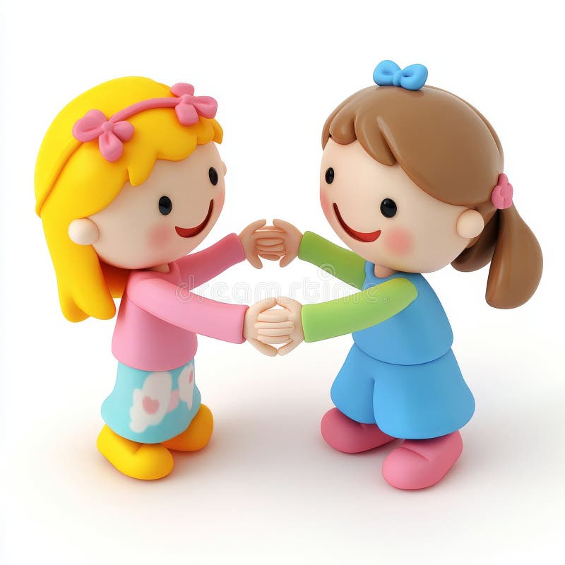 A Delightful 3D Render Showcasing Kids in a Circle, Hand in Hand ...