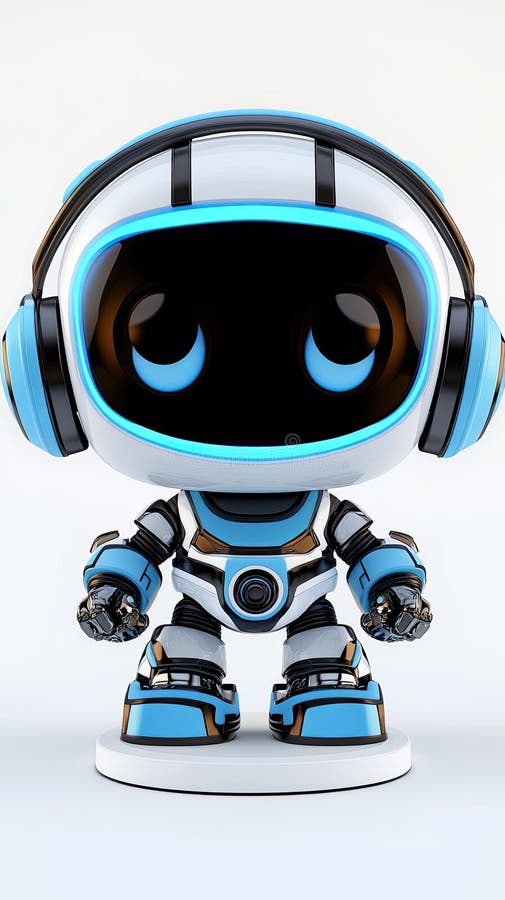 A Delightful 3D-rendered Robot Character Sits with a Round Head and ...