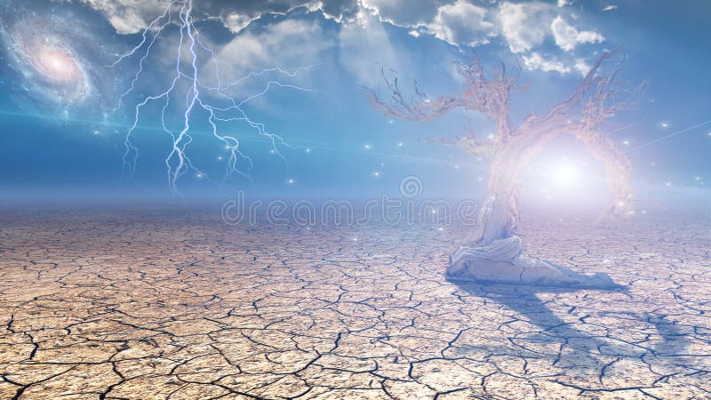 Delightful Desert Scene with Light Stock Illustration - Illustration of ...