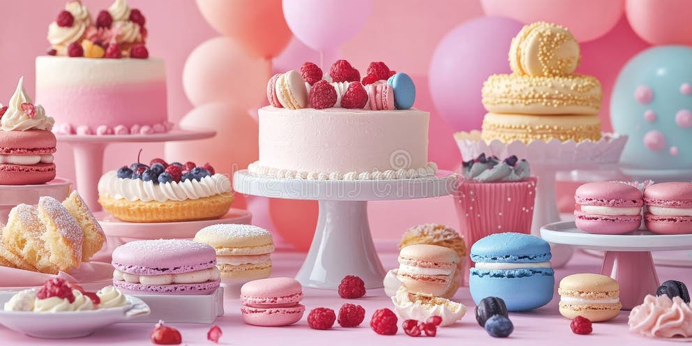 A Delightful Dessert Table Featuring an Array of Cakes, Pastries, and ...