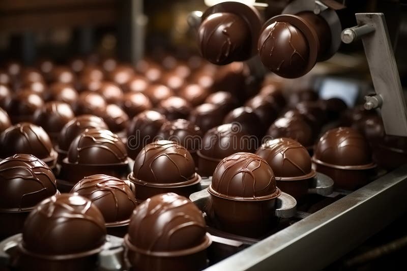 Delightful Desserts in the Making: Chocolate Factory Stock Illustration ...