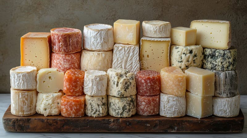 Delightful Display of Artisanal Cheeses Arranged in an Artistic Manner ...