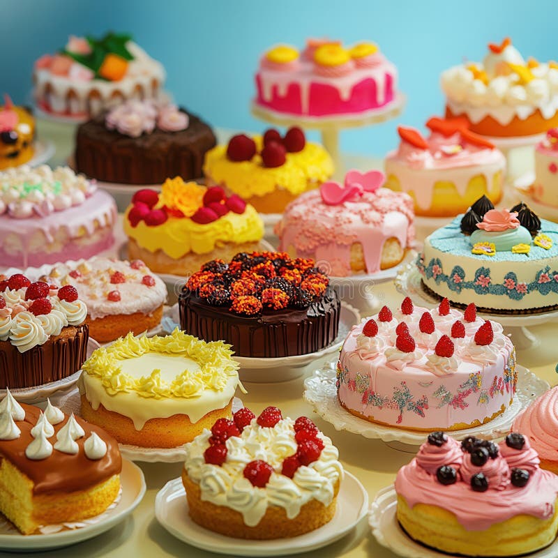 Delightful Display of Colorful, Handcrafted Cakes Ready for Packaging ...