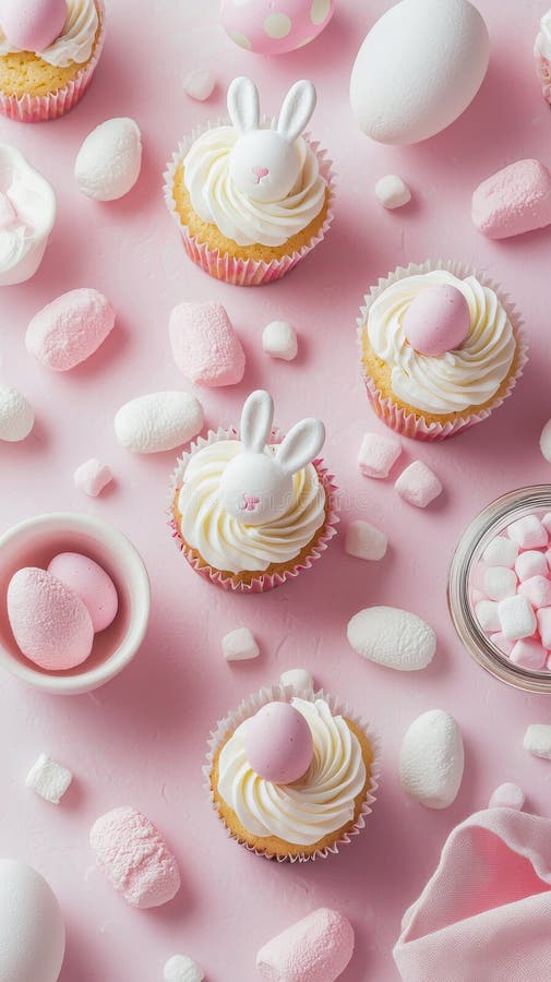 Delightful Easter Dessert Table with Bunny-themed Cupcakes and ...