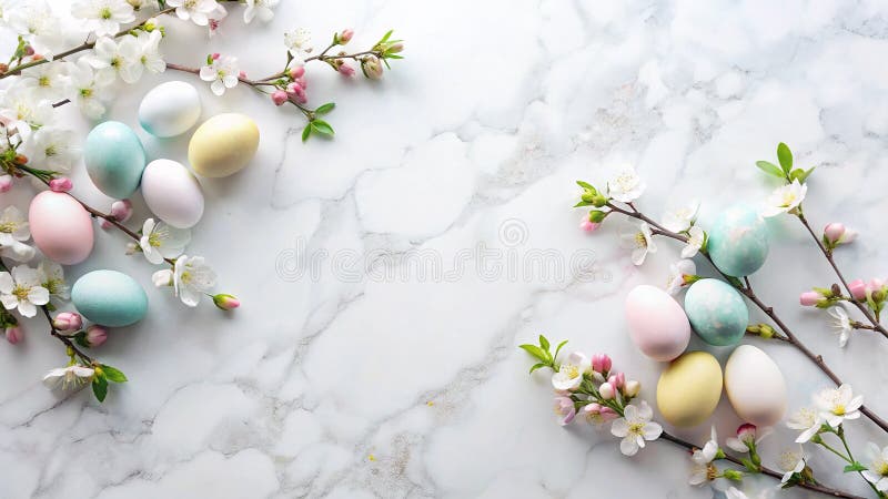 Delightful Easter Egg Hunt Flat Lay Pastel Colored Eggs Spring Flowers ...