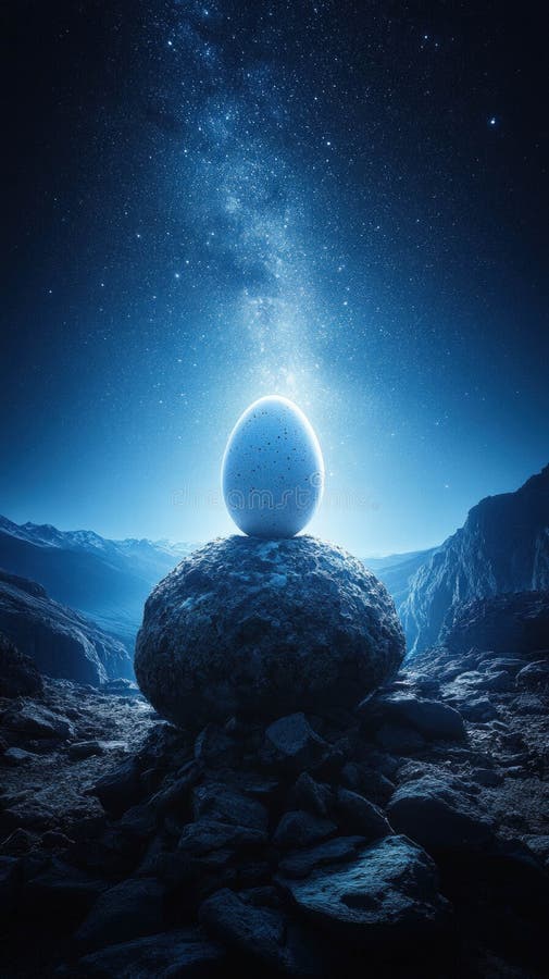 A Delightful Egg-Shaped Spacecraft Flying through a Starry Night for a ...