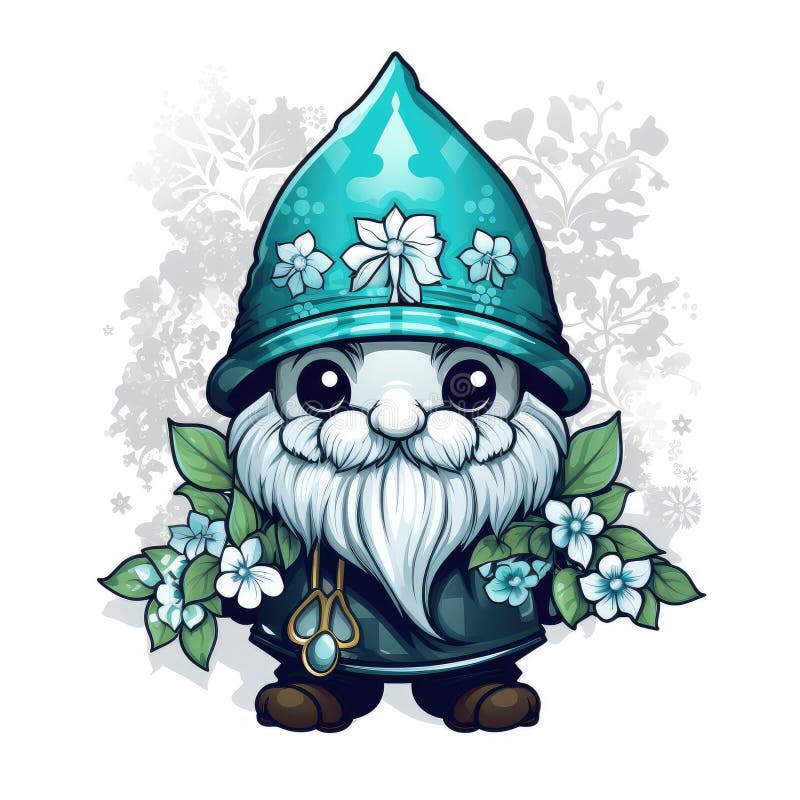 Delightful Enchanted Gnome Surrounded by Blossoms in a Magical Garden ...