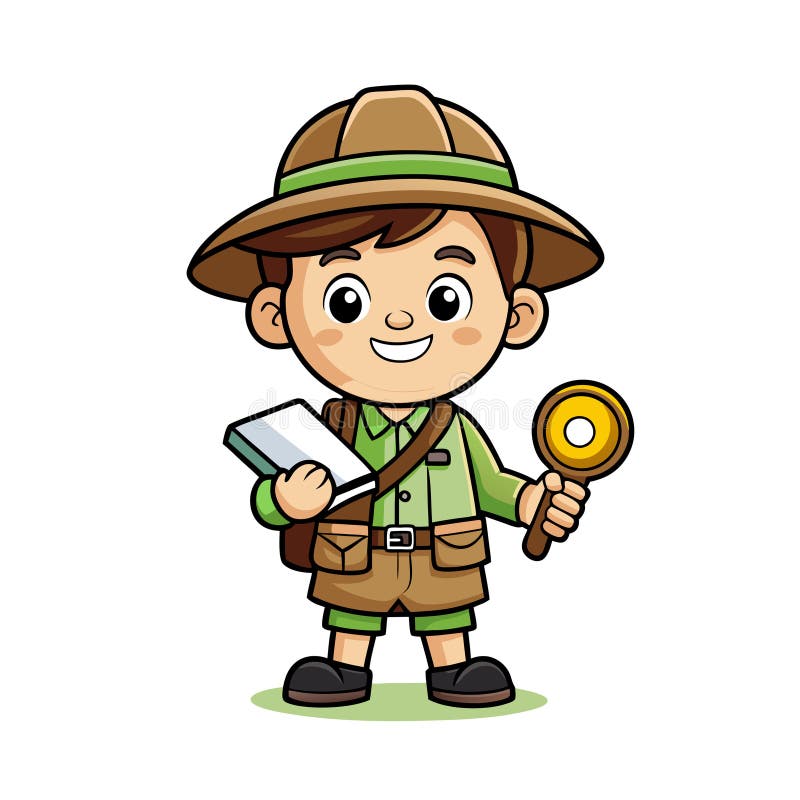 Delightful Explorer Boy Character Stock Vector - Illustration of ...