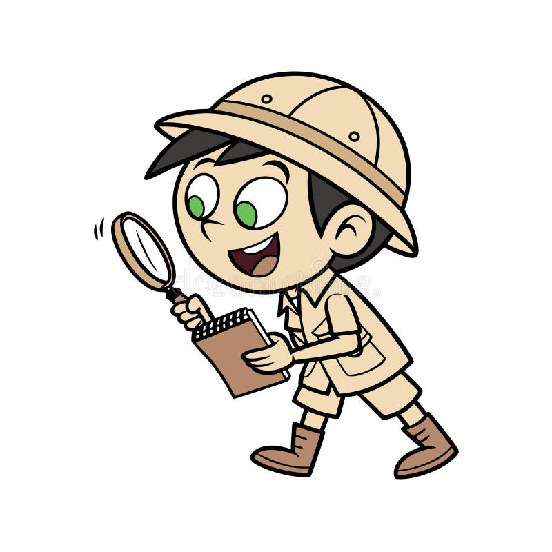 Delightful Explorer Boy Character Stock Vector - Illustration of happy ...