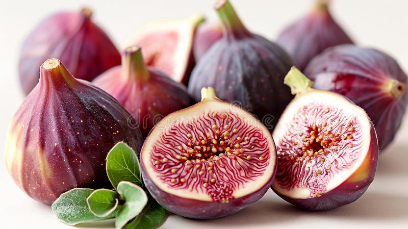 Delightful Figs Reveal Their Vibrant Interior on a Light Background in ...
