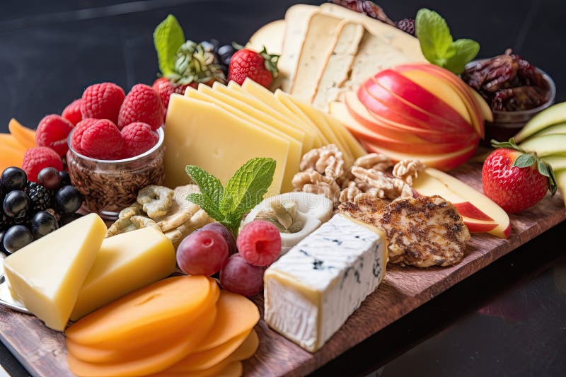 Delightful Fruit and Cheese Plate, with Mix of Sweet and Savory Flavors ...
