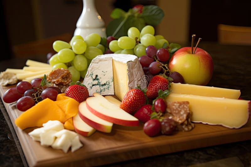 Delightful Fruit and Cheese Plate, with Mix of Sweet and Savory Flavors ...