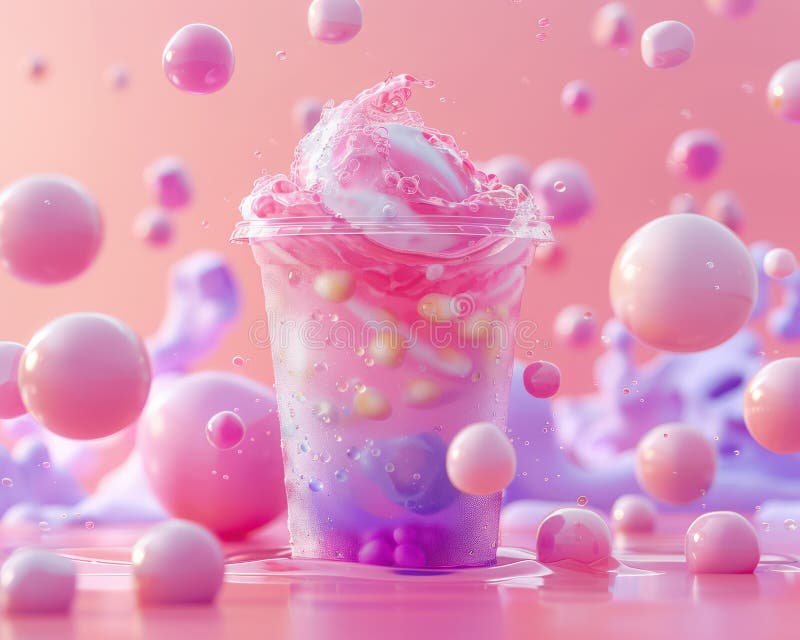 Delightful Gradient Pink and Purple Fantasy Drink Surrounded by ...