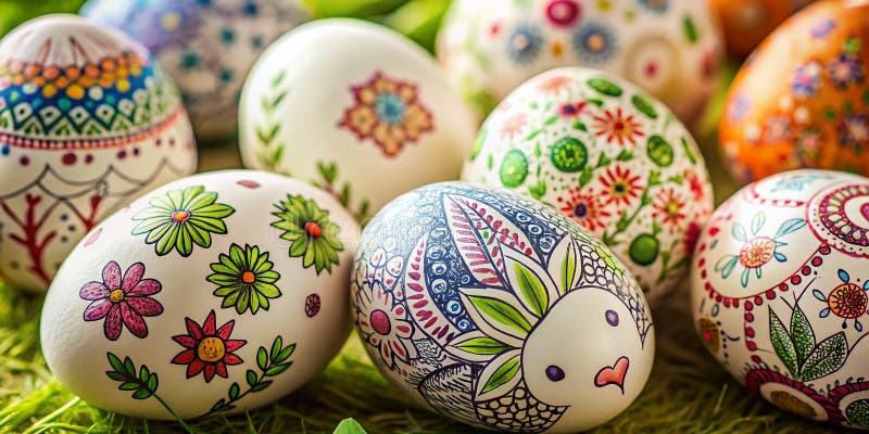 Delightful HandDrawn Easter Eggs Whimsical Spring Designs for a Festive ...