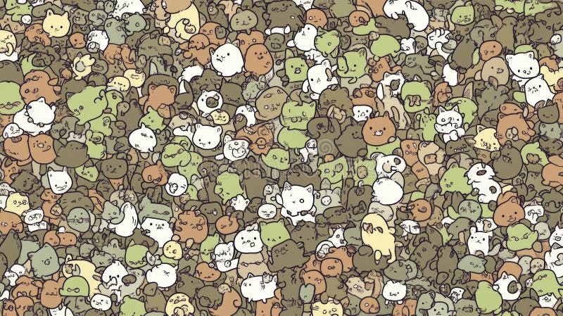 Adorable Animal Frenzy stock illustration. Illustration of kawaii ...