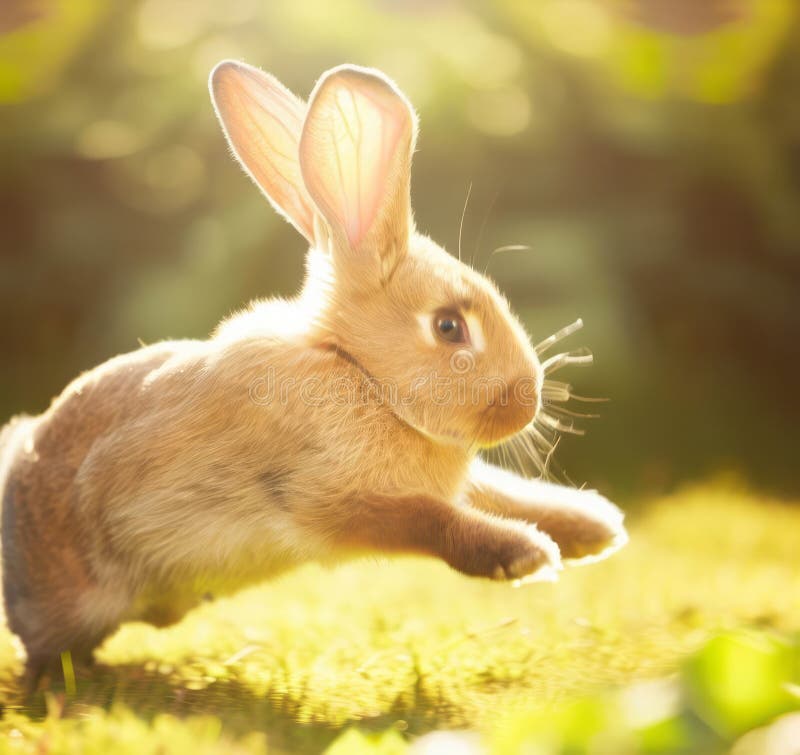 Playful Bunny in Golden Light Stock Illustration - Illustration of ...