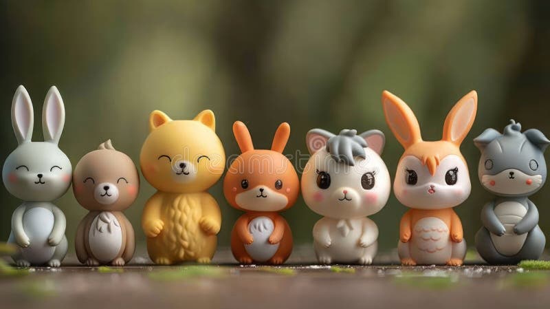 Charming Collection of Cartoon Critters in Adorable Pose Stock ...