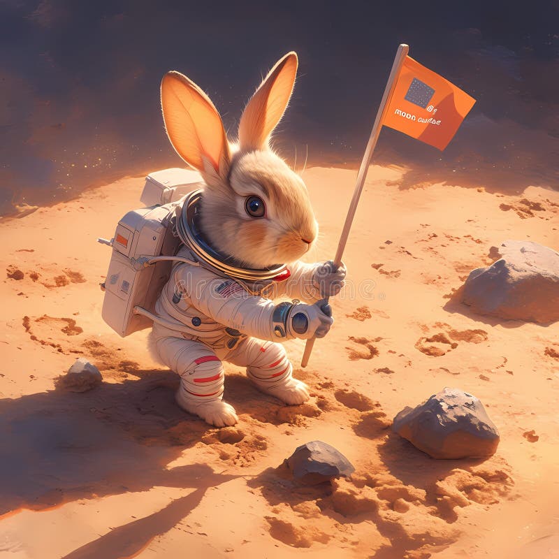 Adorable Space Explorer: Rabbit Astronaut on a Mission! Stock ...