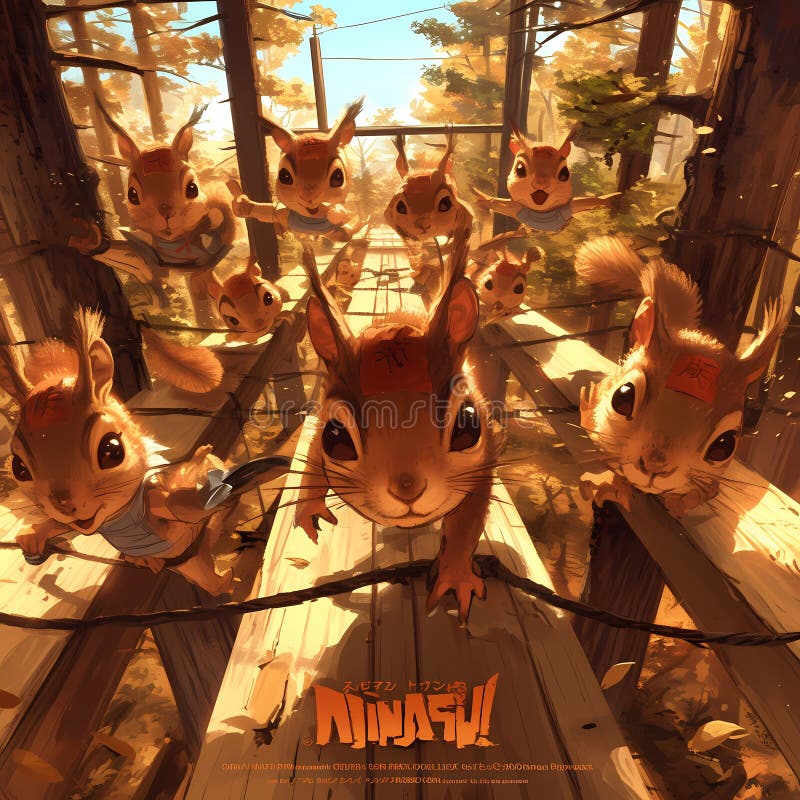 Adorable Squirrel Squad Embarks on an Epic Adventure! Stock Illustration - Illustration of ...