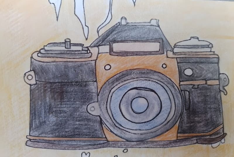 Retro Camera: Fun Colored Pencil Design Stock Illustration ...