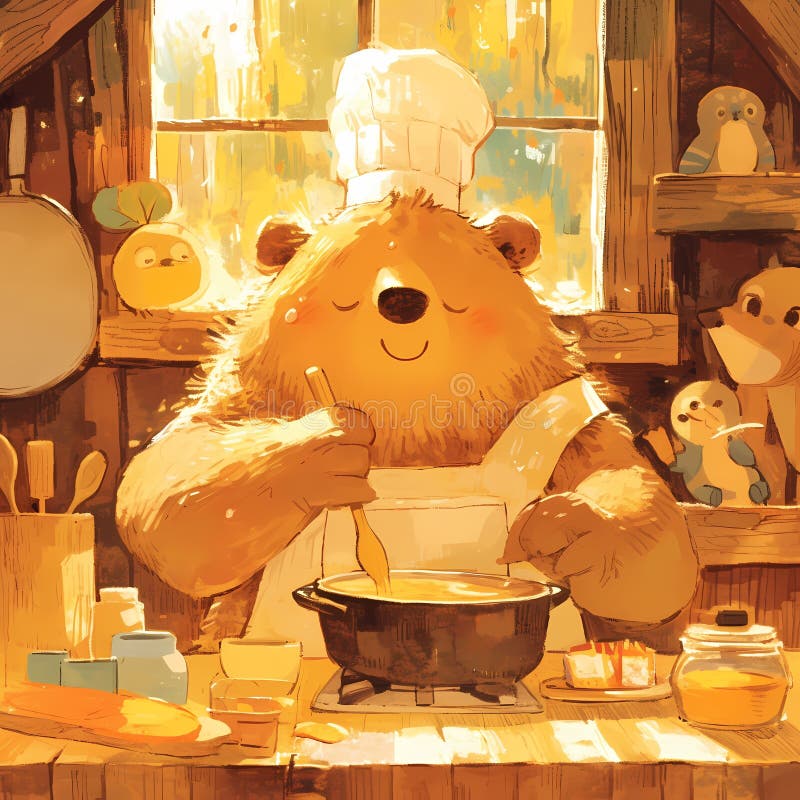 Chef Bear S Kitchen Delight Stock Illustration - Illustration of vibrant, animal: 310857106