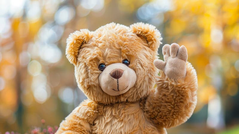 Friendly Teddy Bear Waving Hello. Generative AI Stock Photo - Image of ...