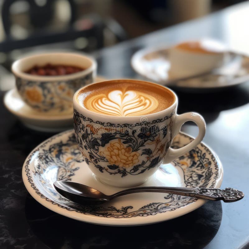 A Delightful& Luxurious Coffee Experience Stock Illustration ...