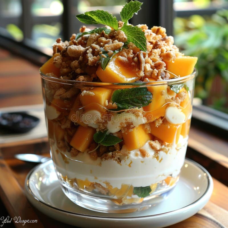 Delightful Mango Yogurt Parfait: Layers of Creamy Yogurt, Fr Stock ...