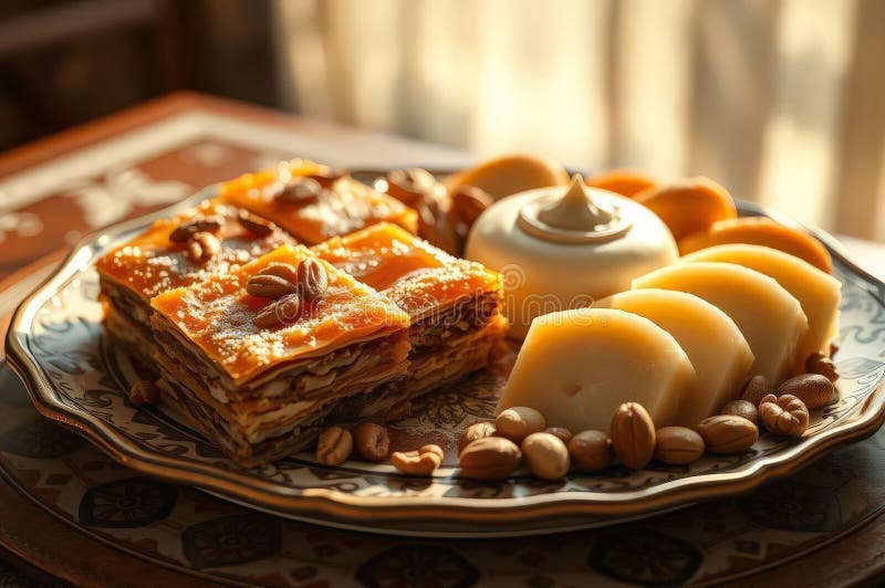 Delightful Middle Eastern Sweets Display Stock Illustration ...