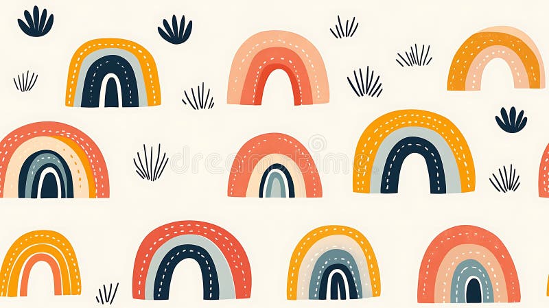 Minimal Pastel Rainbow Pattern Design Stock Illustration - Illustration ...