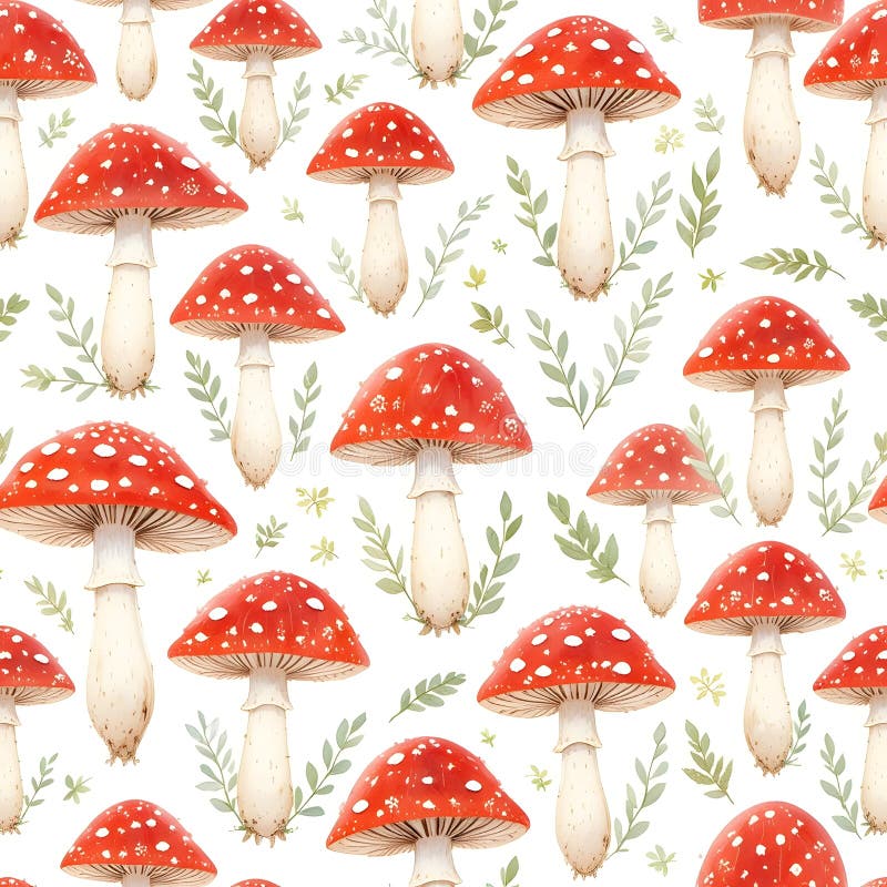 Delightful Mushroom Pattern a Seamless Design with Red Toadstools and ...