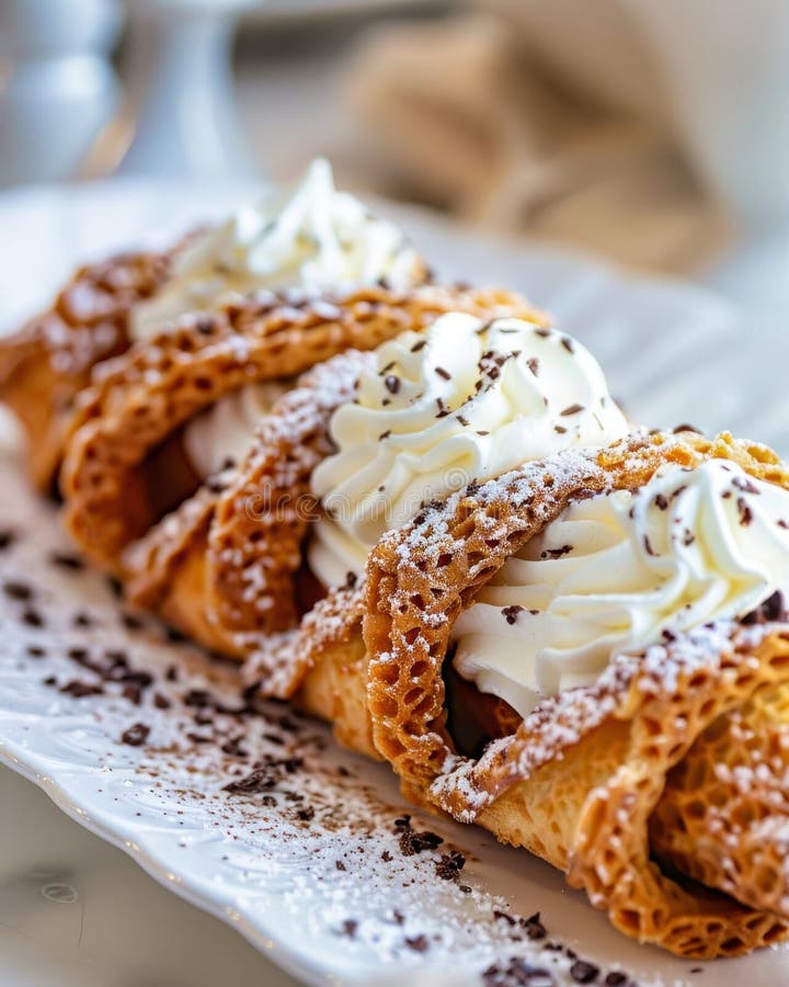 Delightful Pastries Adorned with Whipped Cream and Chocolate, Ready for ...