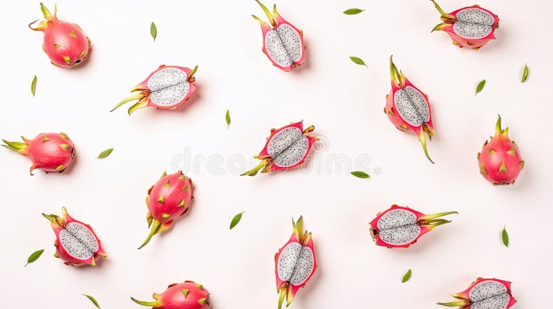 A Delightful Pattern of Dragon Fruits Set Against a Pristine Backdrop ...