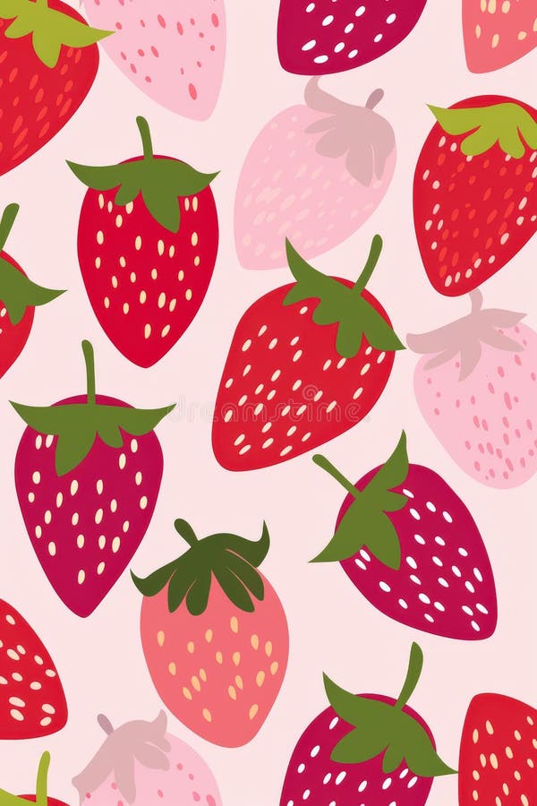 Cute Pink Strawberry Pattern Design on Soft Background Stock ...