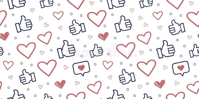 A Delightful Pattern of Hearts and Thumbs-up Symbols, Perfect for ...
