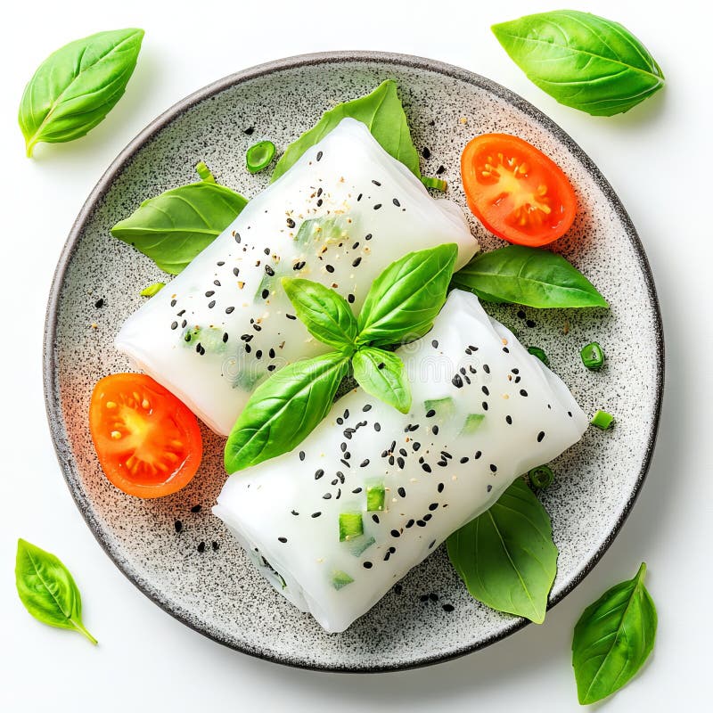 A Delightful Plate of Fresh Vietnamese Spring Rolls Isolated on a ...
