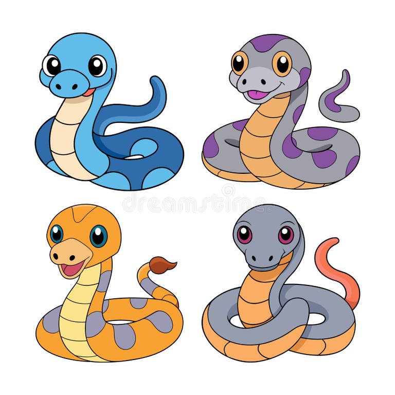 Python Coloring Page for Kids Stock Vector - Illustration of drawn ...