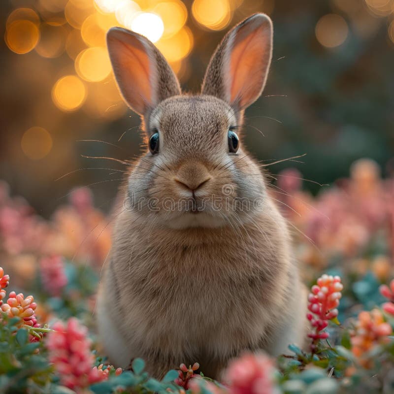 A Delightful Rabbit is Captured Amidst a Vibrant Array of Blooming ...