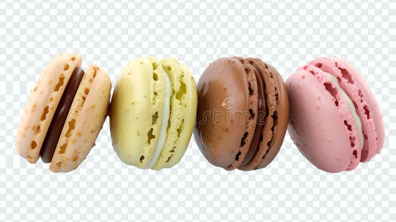 A Delightful Row of Macarons with Chocolate Filling Stock Image - Image ...